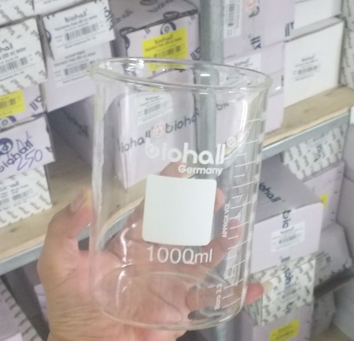 Cốc thủy tinh chịu nhiệt có chia vạch 1000ml hãng Biohall-Germany - Thiết bị Hà Nội